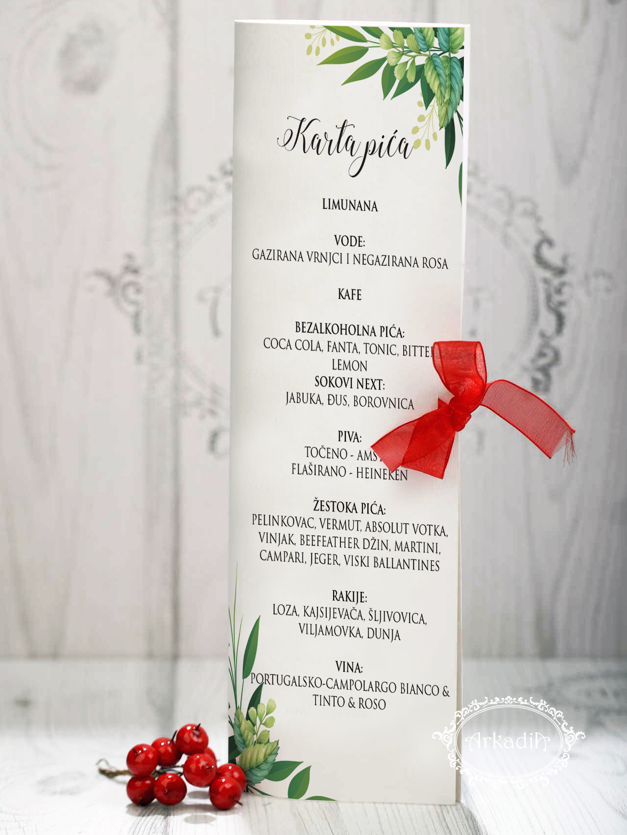 Meni i karta pića - Arkadia